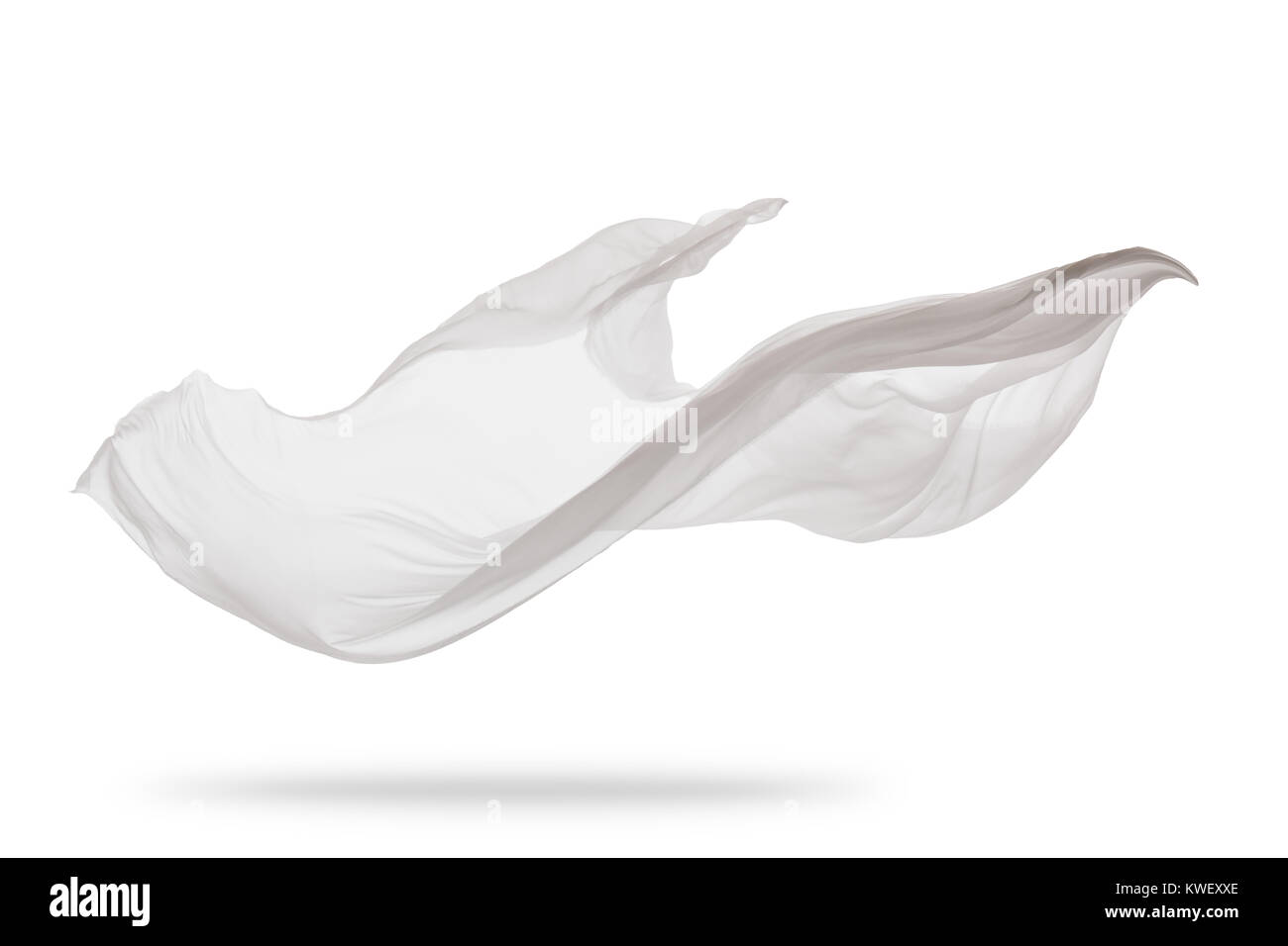 Smooth elegant white transparent cloth separated on white background ...