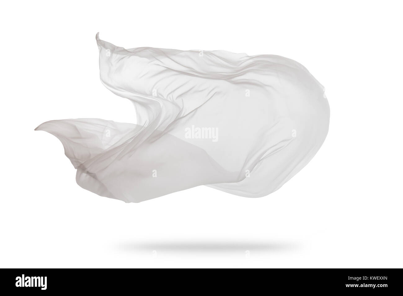 Smooth elegant white transparent cloth separated on white background ...
