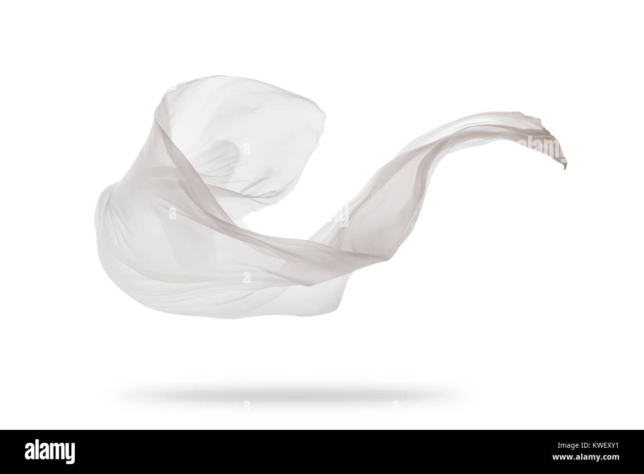 Smooth elegant white transparent cloth separated on white background ...