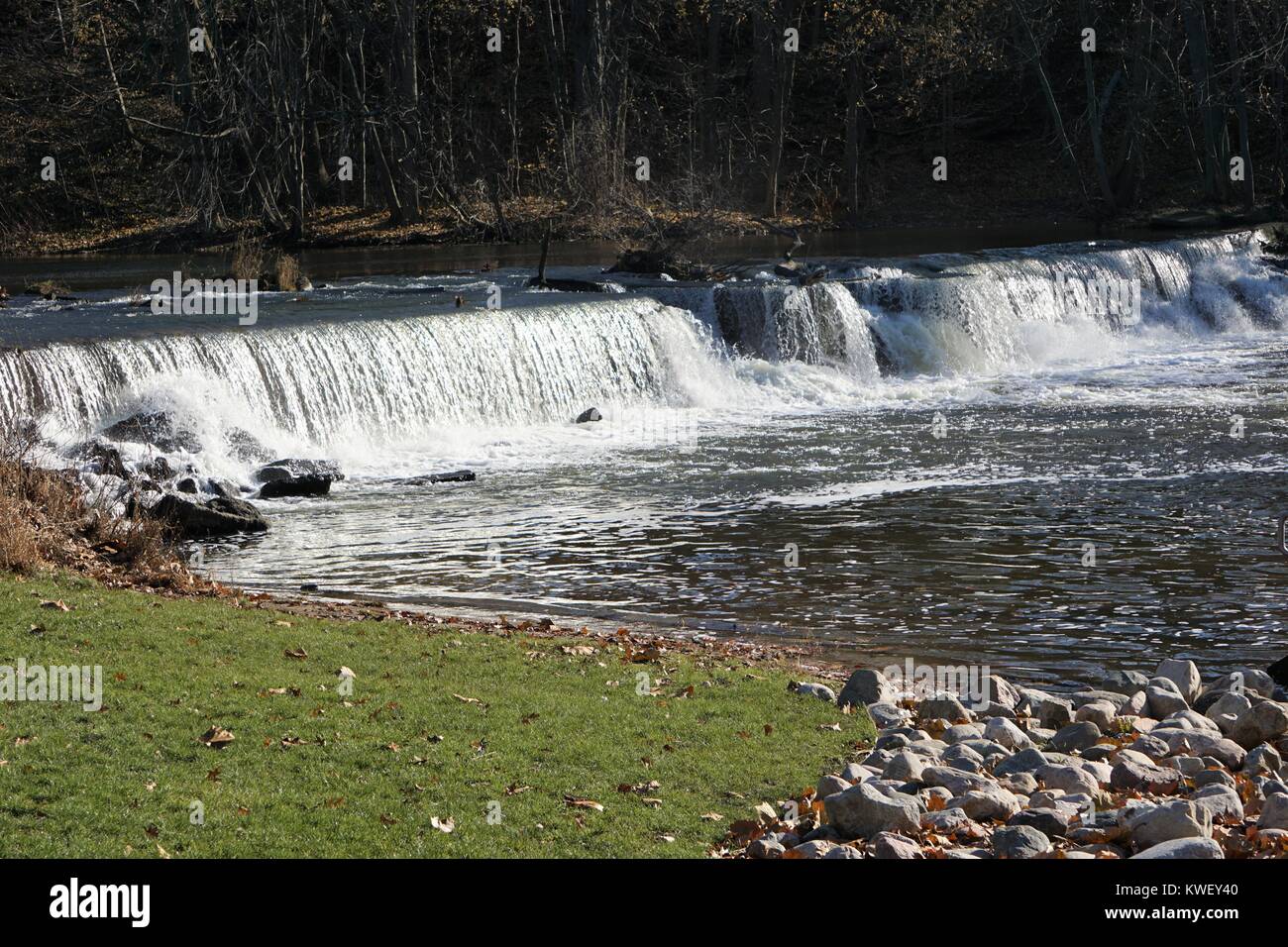 Dam on the Rabbit River, Hamilton, Michigan Stock Photo - Alamy