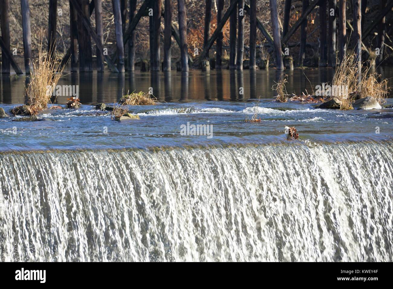 Historic Trestle Bridge Across the Rabbit River Stock Photo - Alamy
