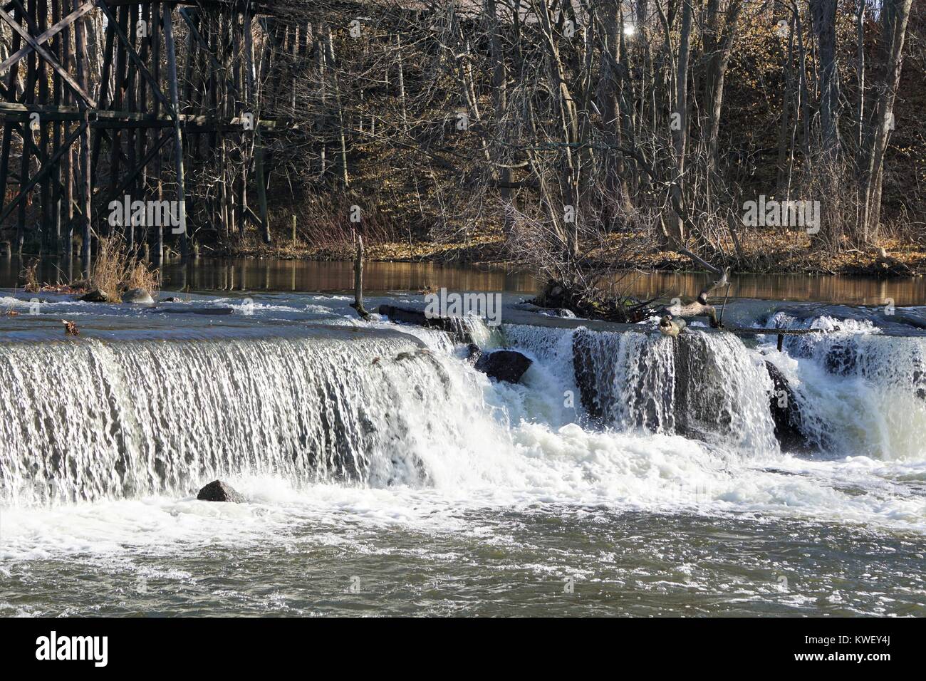 Dam on the Rabbit River, Hamilton, Michigan Stock Photo - Alamy