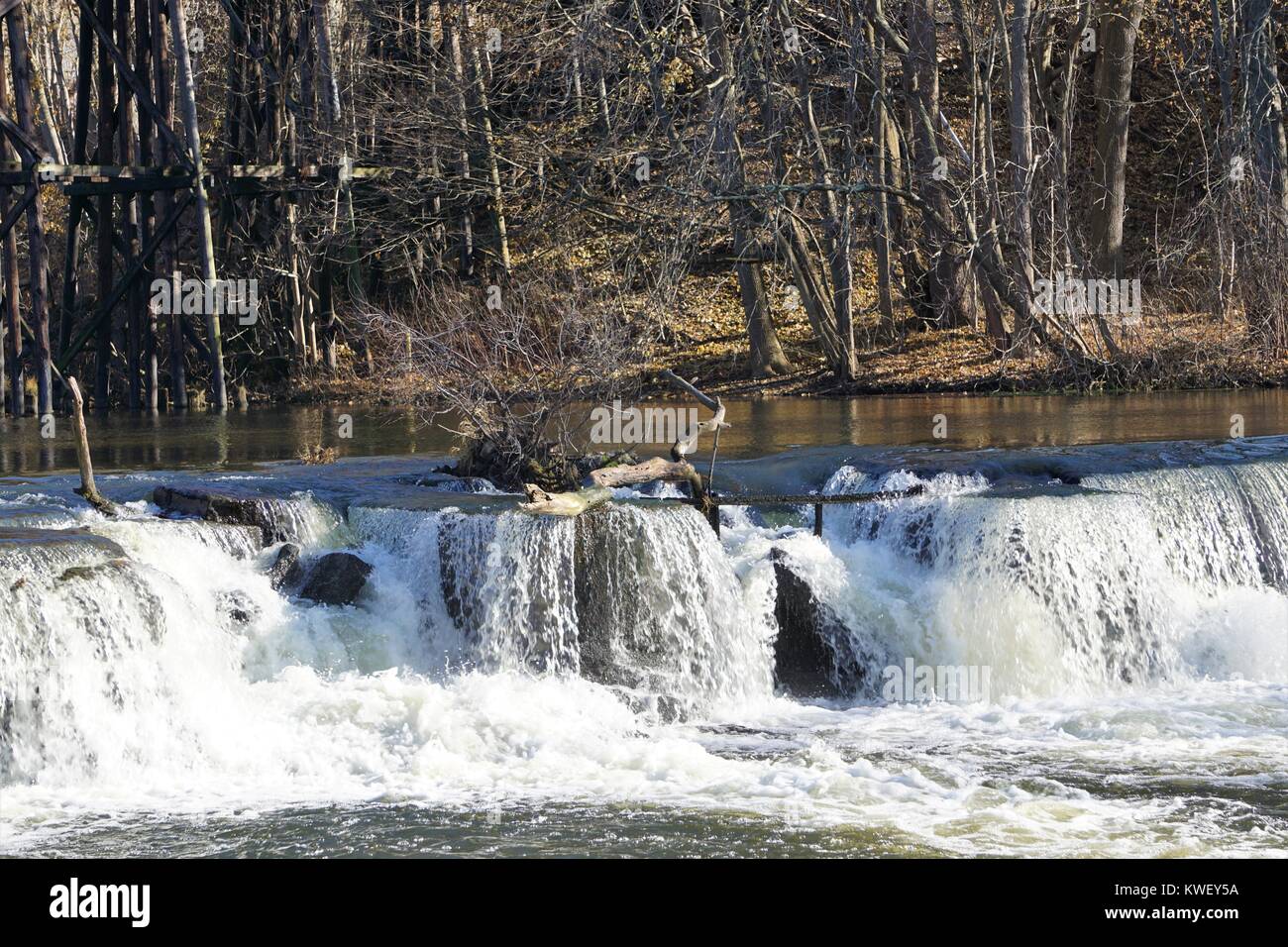 Dam on the Rabbit River, Hamilton, Michigan Stock Photo - Alamy