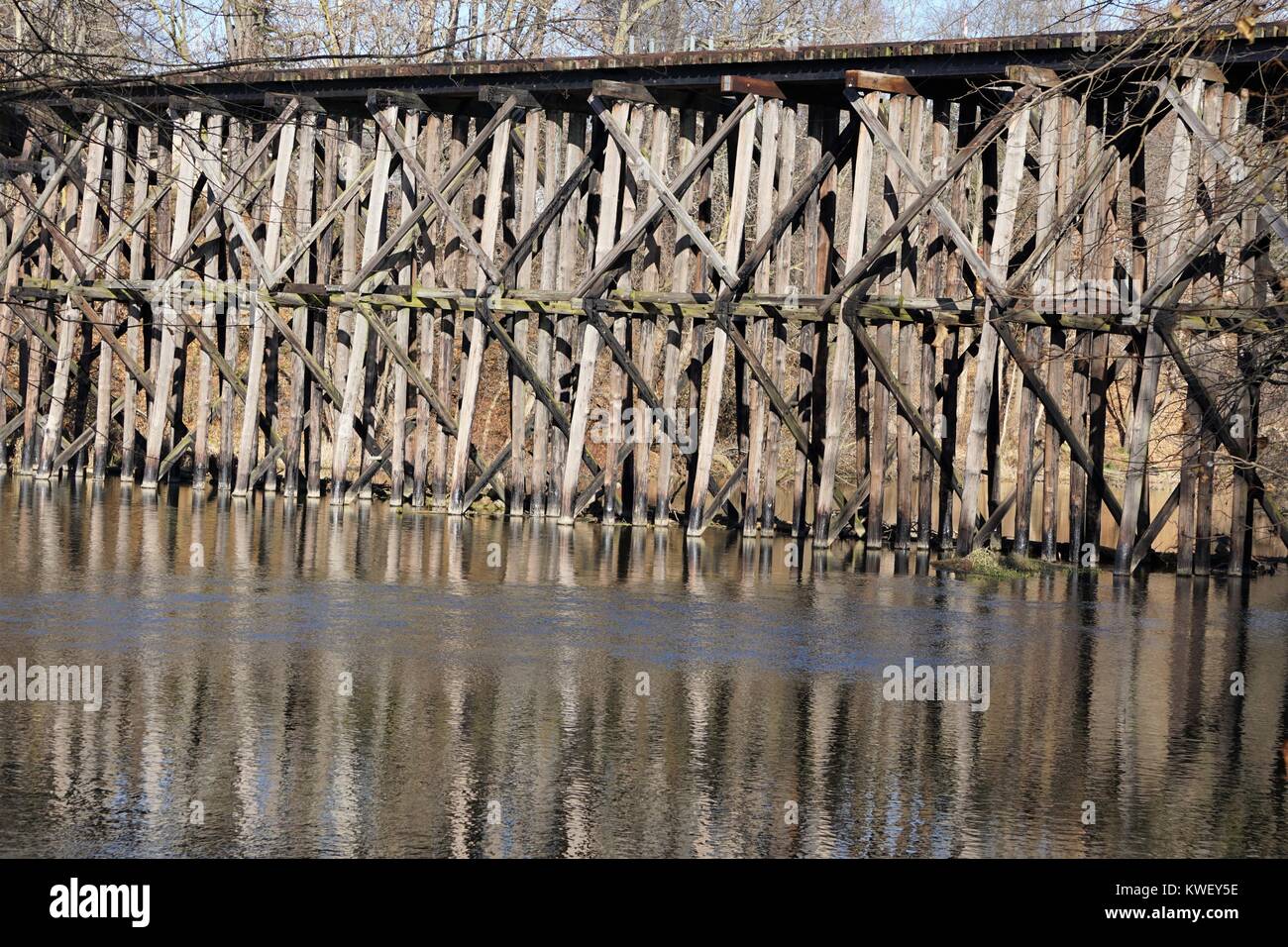 Historic Trestle Bridge Across the Rabbit River Stock Photo - Alamy