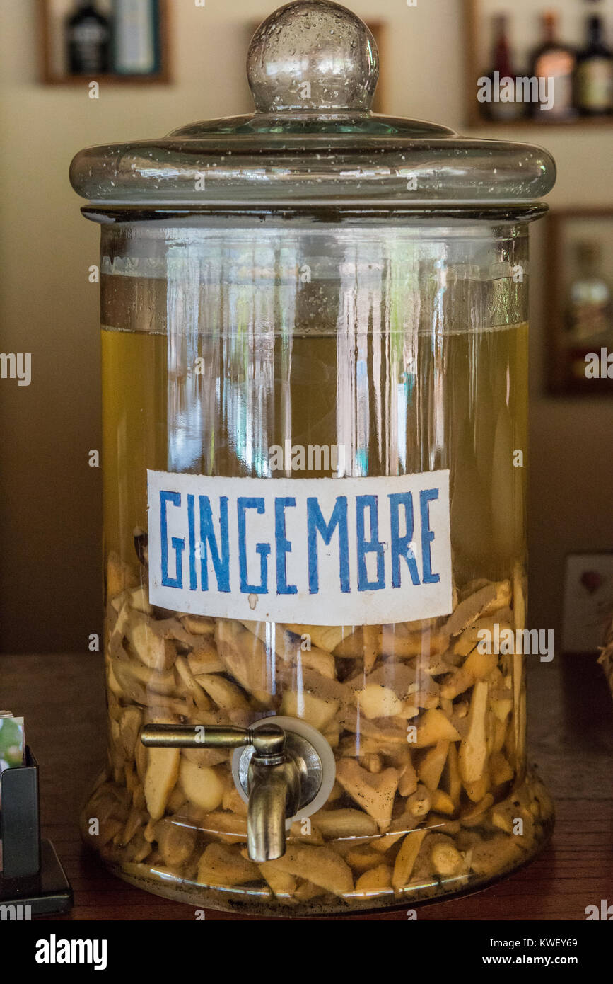A traditional Malagasy drink, ginger roots pickled in alcohol ...