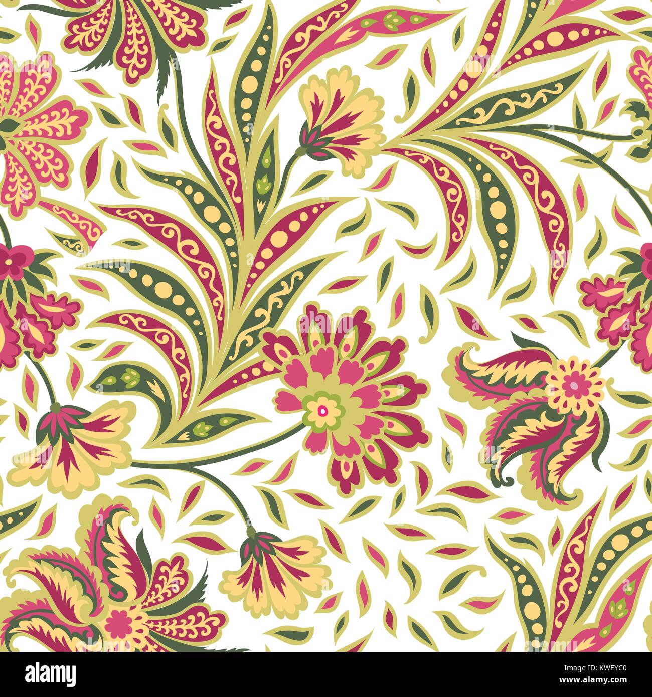 Floral seamless pattern with fantastic flowers and leaves Arabic style ...