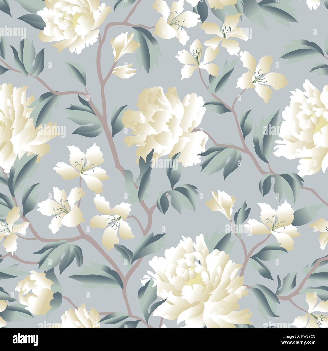 Floral seamless pattern. Fantastic flowers chinese style background ...