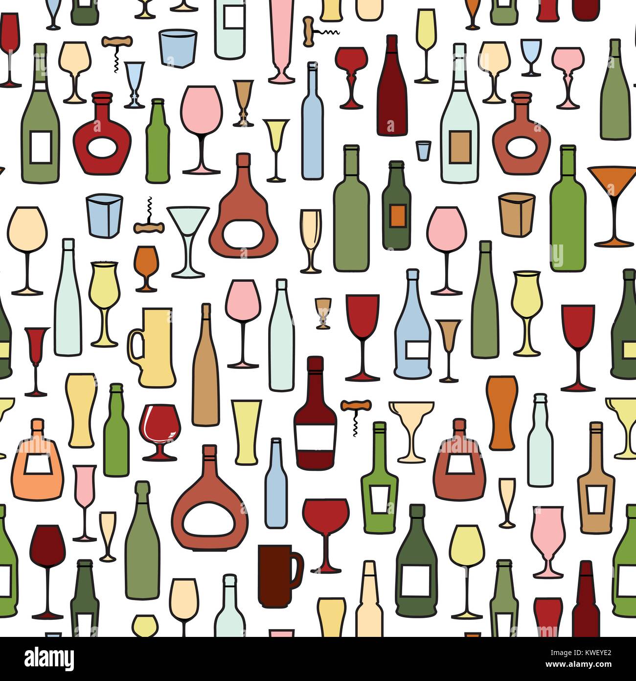 Wine bottle and wine glass seamless pattern. Drink wine bar tile ...