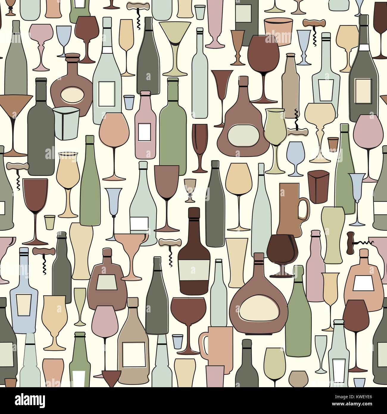 Wine bottle and wine glass seamless pattern. Drink wine bar tile ...