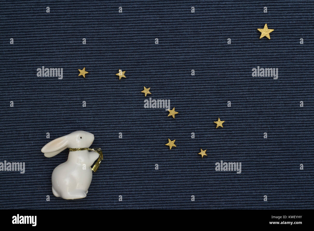 hare looks at the starry sky, big dipper constellation, the flag of ...