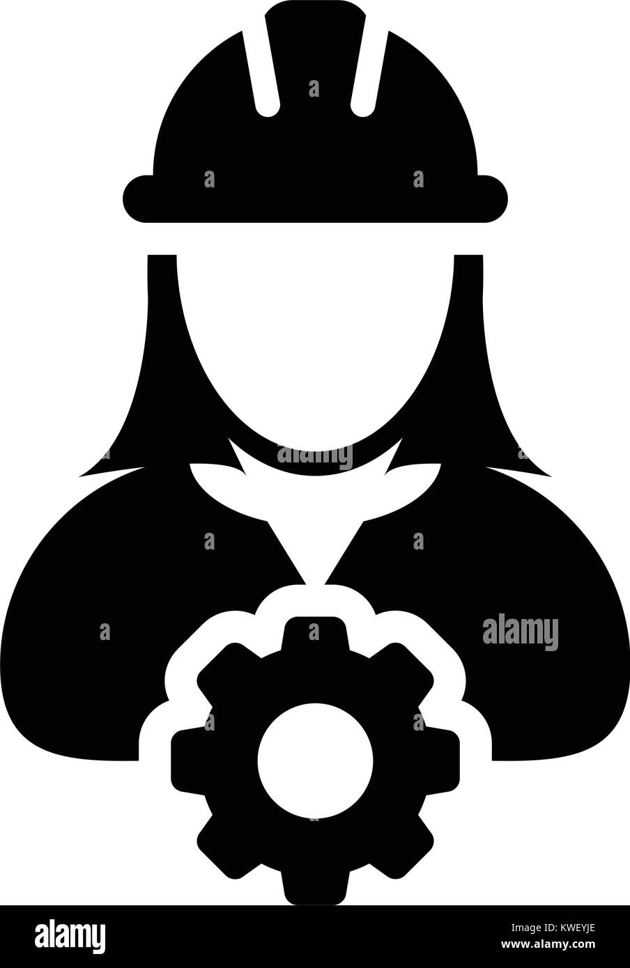 Service Icon Vector Female Person Worker Avatar Profile with Gear Cog ...