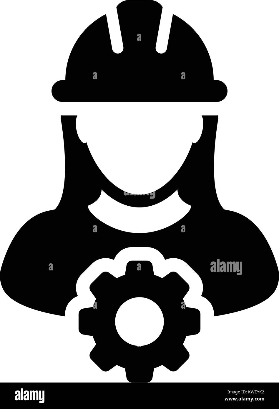 Service Icon Vector Female Person Worker Avatar Profile with Gear Cog ...