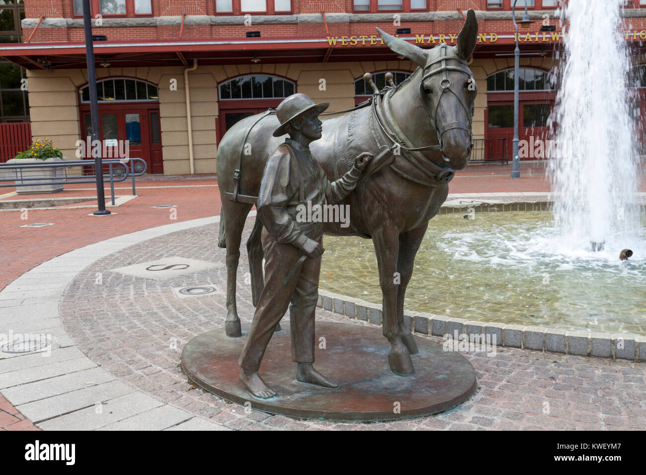 "Mule and Mule Driver" sculpture outside Western Maryland Railway ...