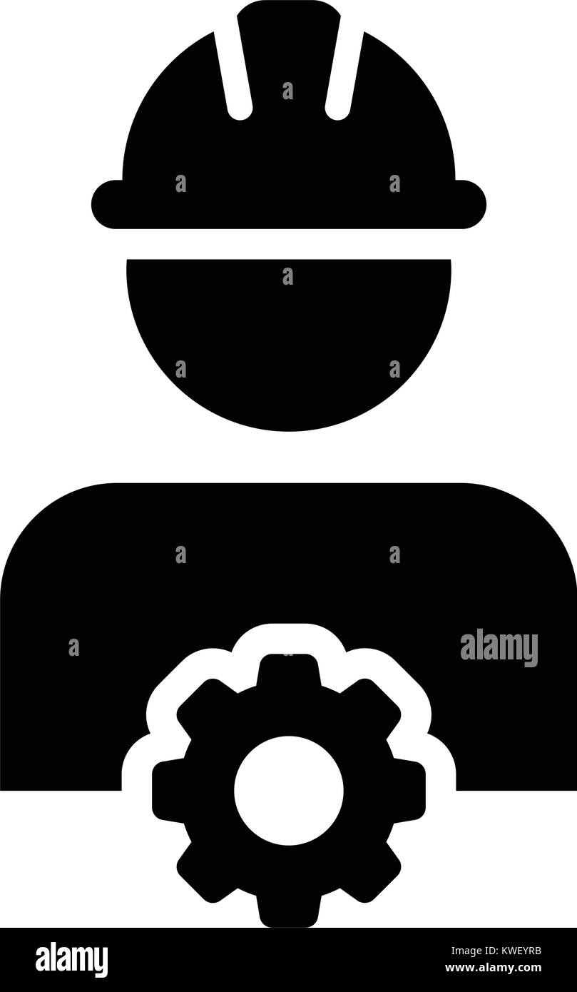 Service Icon Vector Person Worker Avatar Profile with Gear Cog Wheel ...