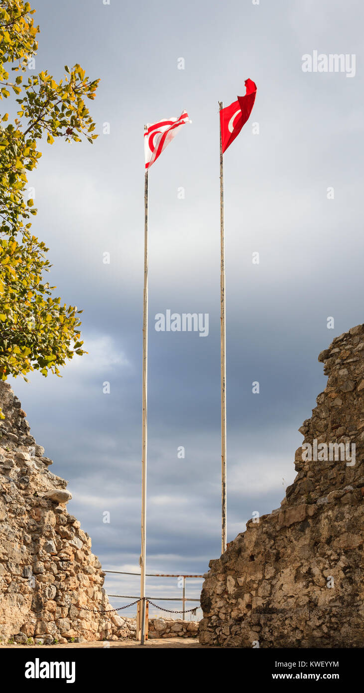 The flags of Turkey and the Turkish Republic of Northern Cyprus at St ...