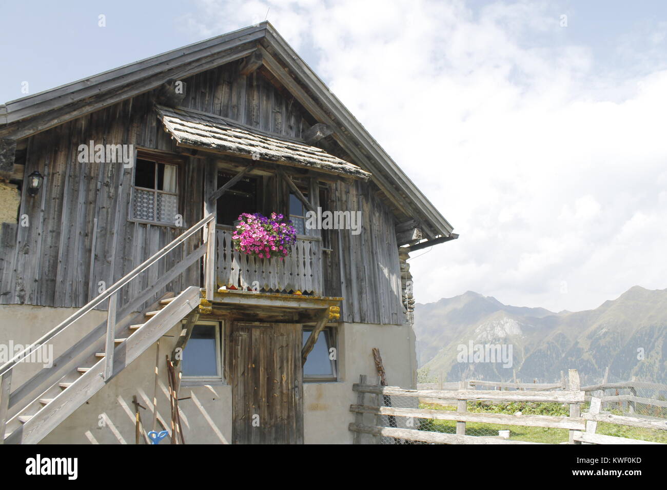 typical architecture of south Tyrol in Italy Stock Photo - Alamy