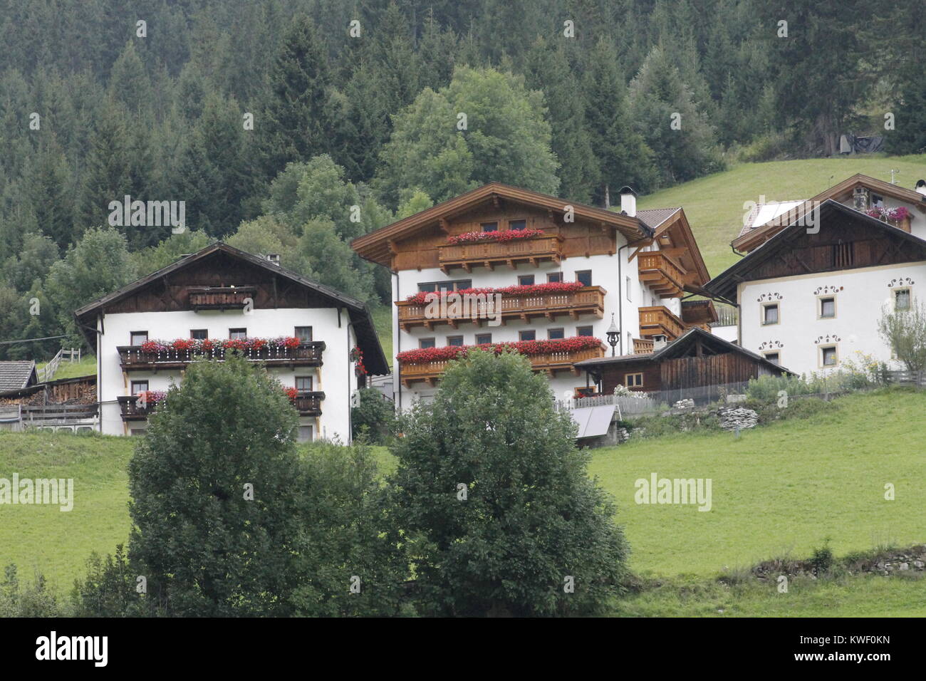 typical architecture of south Tyrol in Italy Stock Photo - Alamy