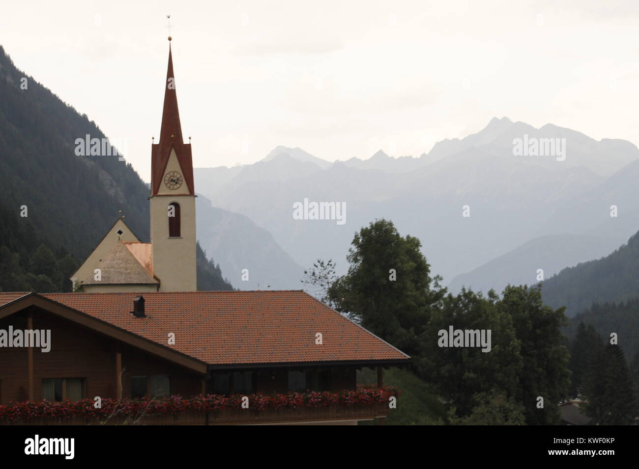 typical architecture of south Tyrol in Italy Stock Photo - Alamy