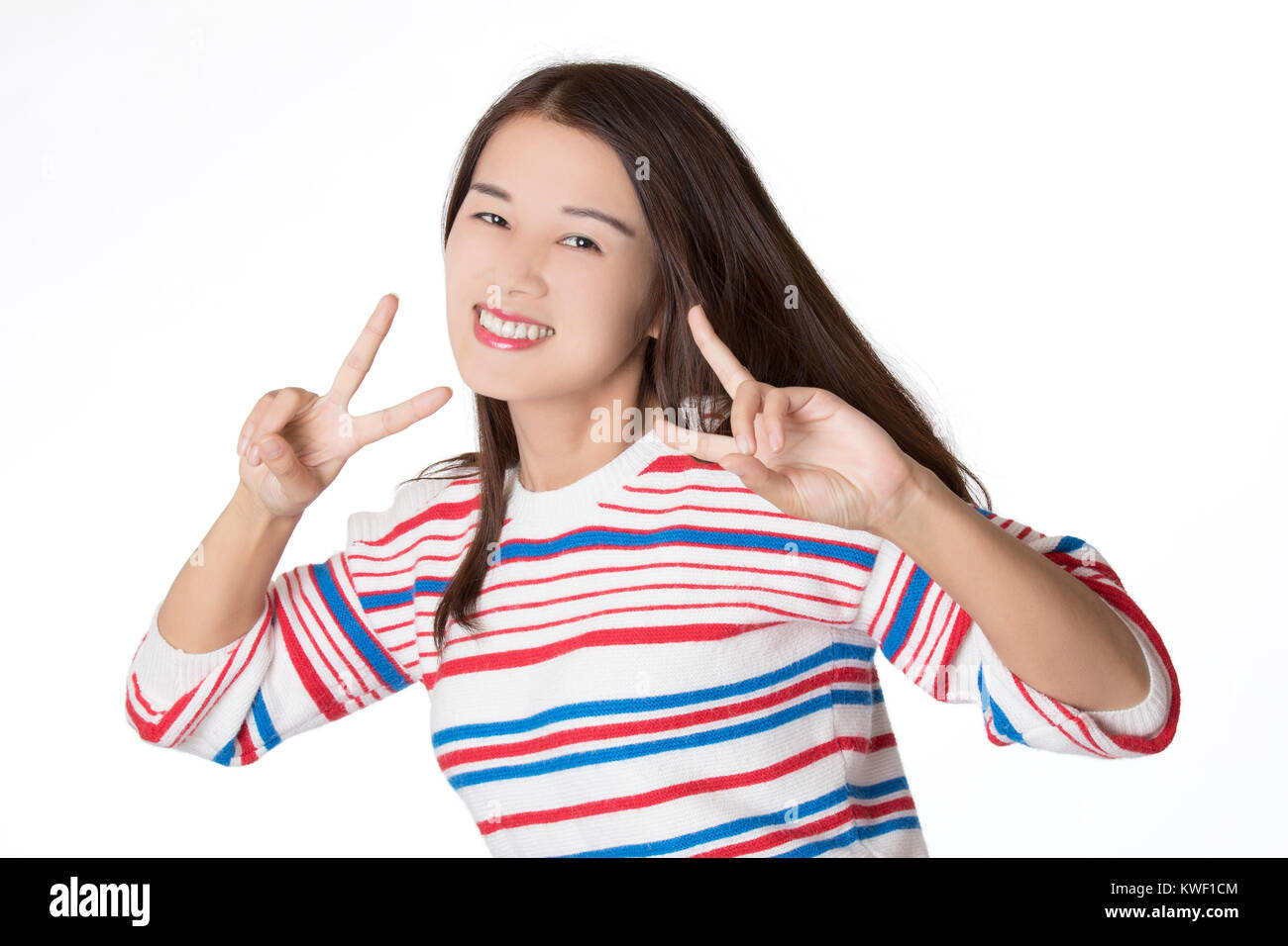 Portrait of a Beautiful Chinese American woman displaying a bit of ...