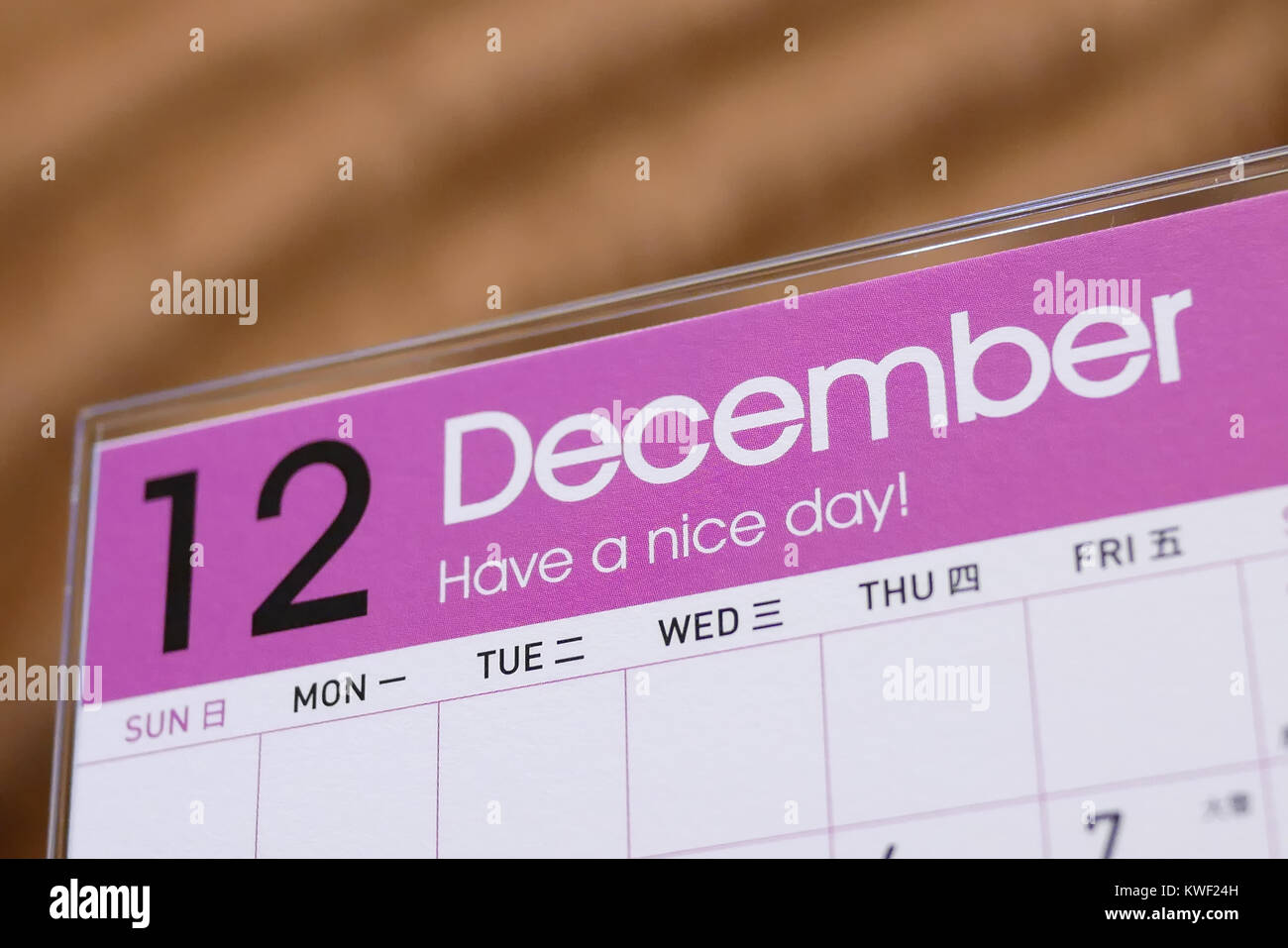 Close up calendar of December 2018 Stock Photo - Alamy