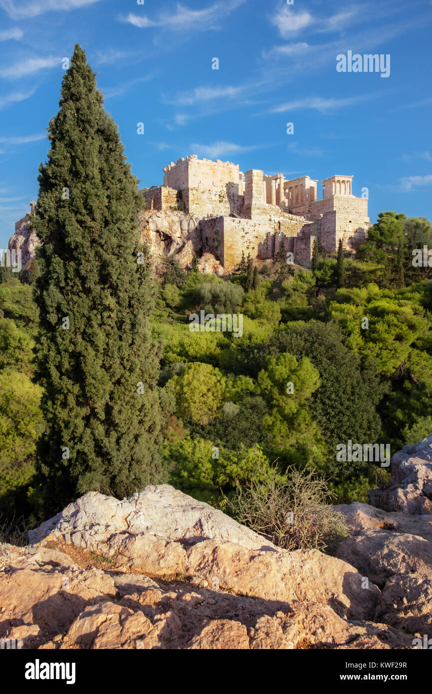 Acropolis fortress from the Areopagus in Athens, Greece Stock Photo - Alamy