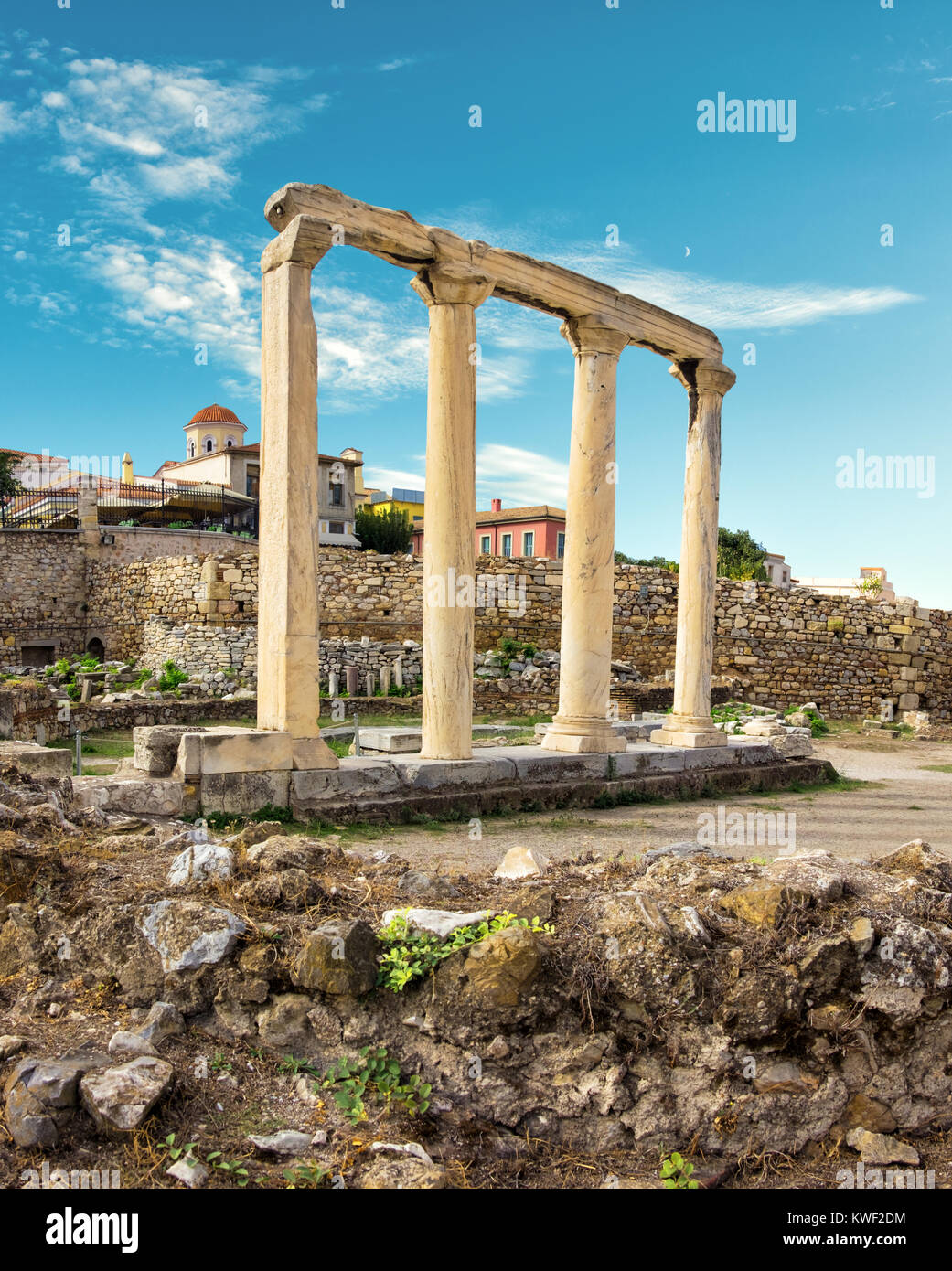 Hadrian's Library, North side of the Acropolis of Athens in Greece ...