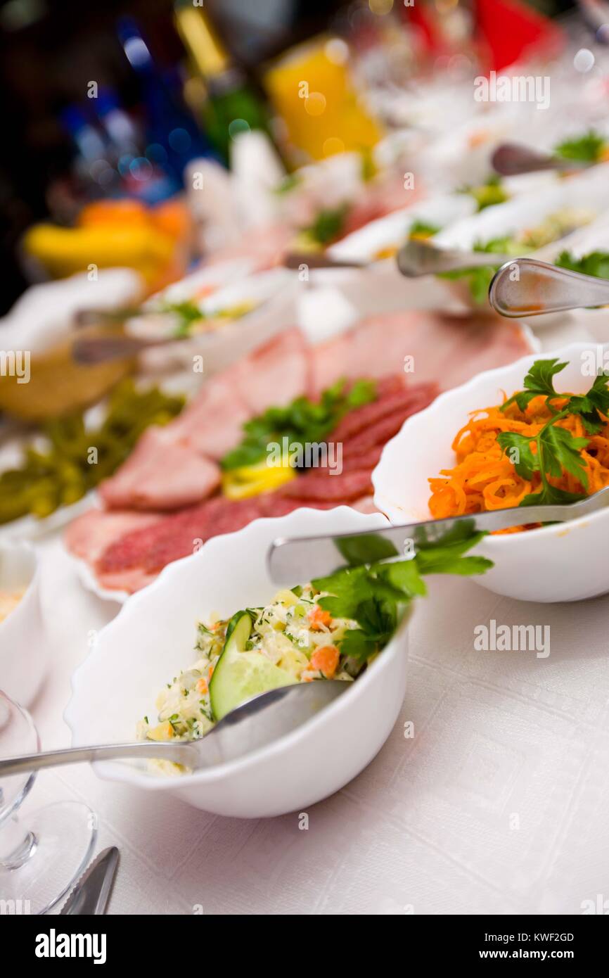 Cafe table with plenty of food on it Stock Photo - Alamy