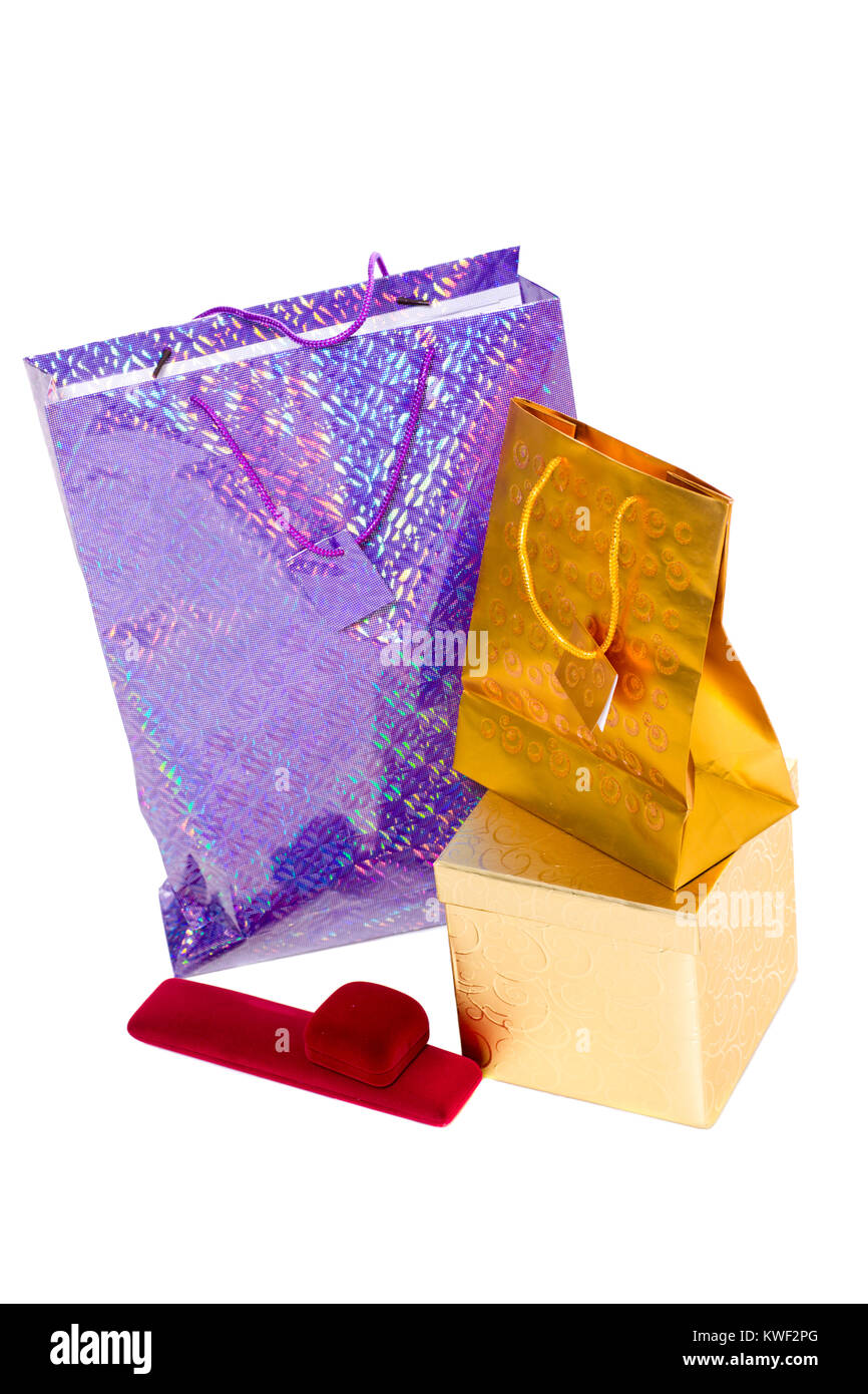 Bunch of Presents isolated on white Stock Photo - Alamy