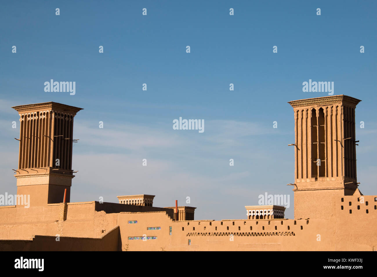 View over the roofs of the old city center in the ancient city Yazd in ...