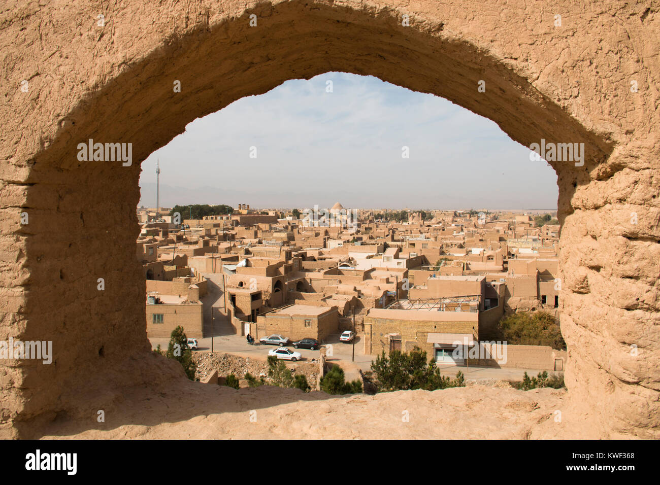 YAZD, IRAN – NOVEMBER 2017: View over the ancient city of Meybod in ...