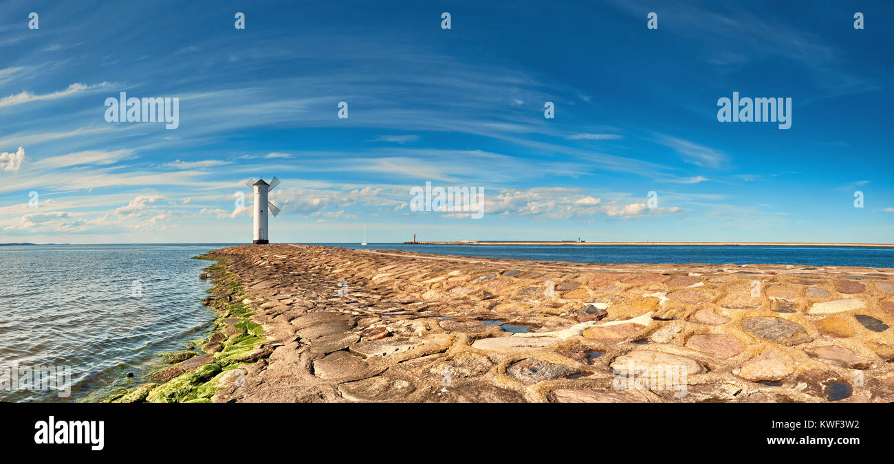 Panoramic image of a seaside by lighthouse in Swinoujscie, a port in ...