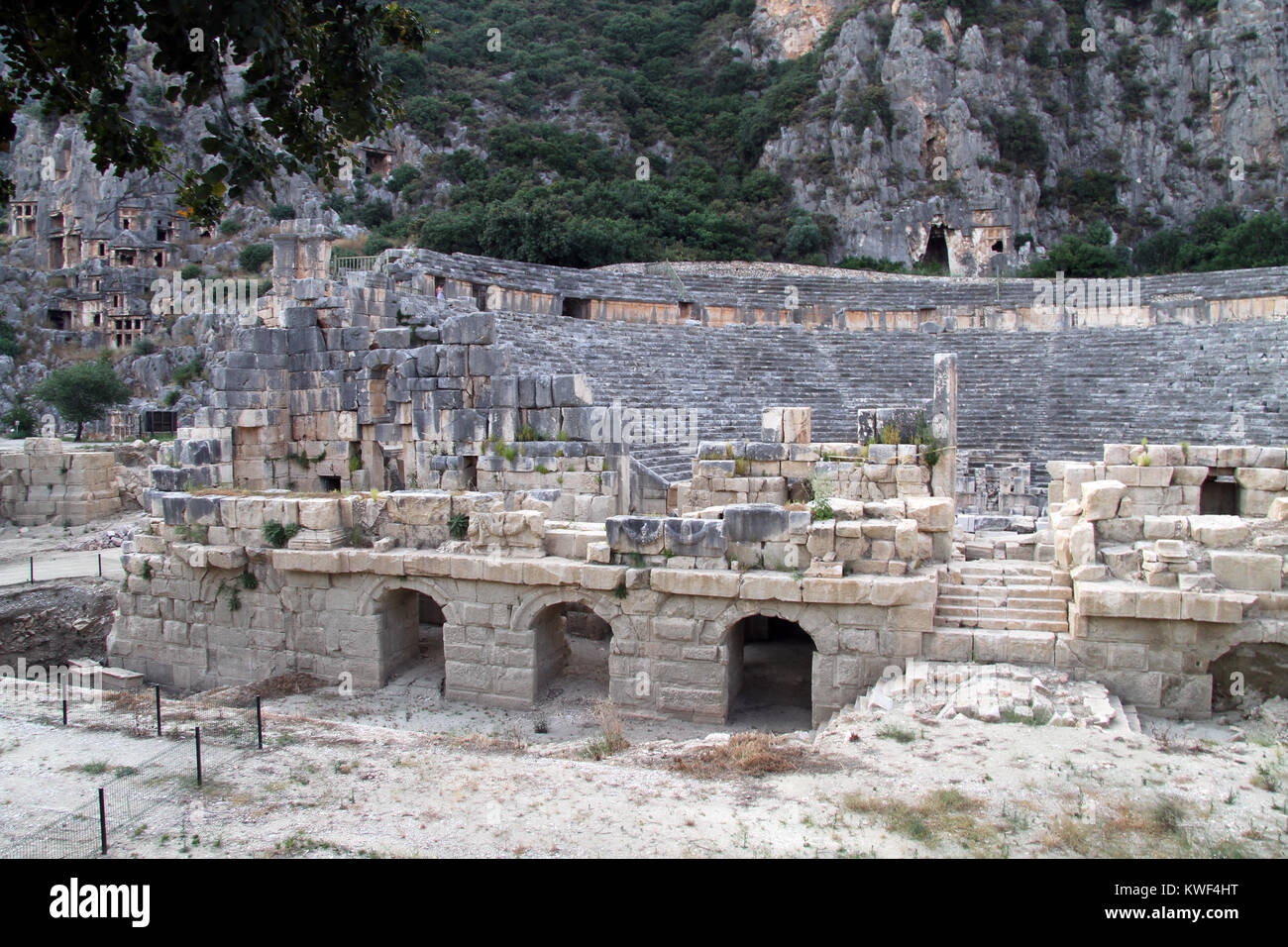 Old tombs and ruins of ancient theater in Myra, Turkey Stock Photo - Alamy