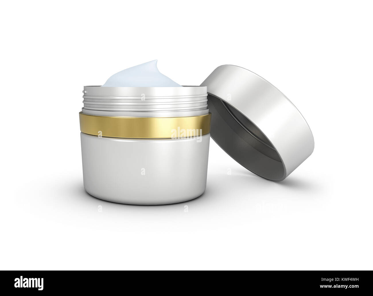 Elegant opened cream container, 3D illustration cosmetic bottle ...