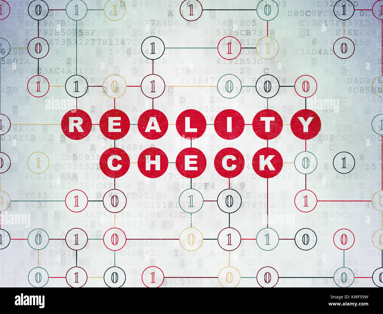 Business concept: Reality Check on Digital Data Paper background Stock ...