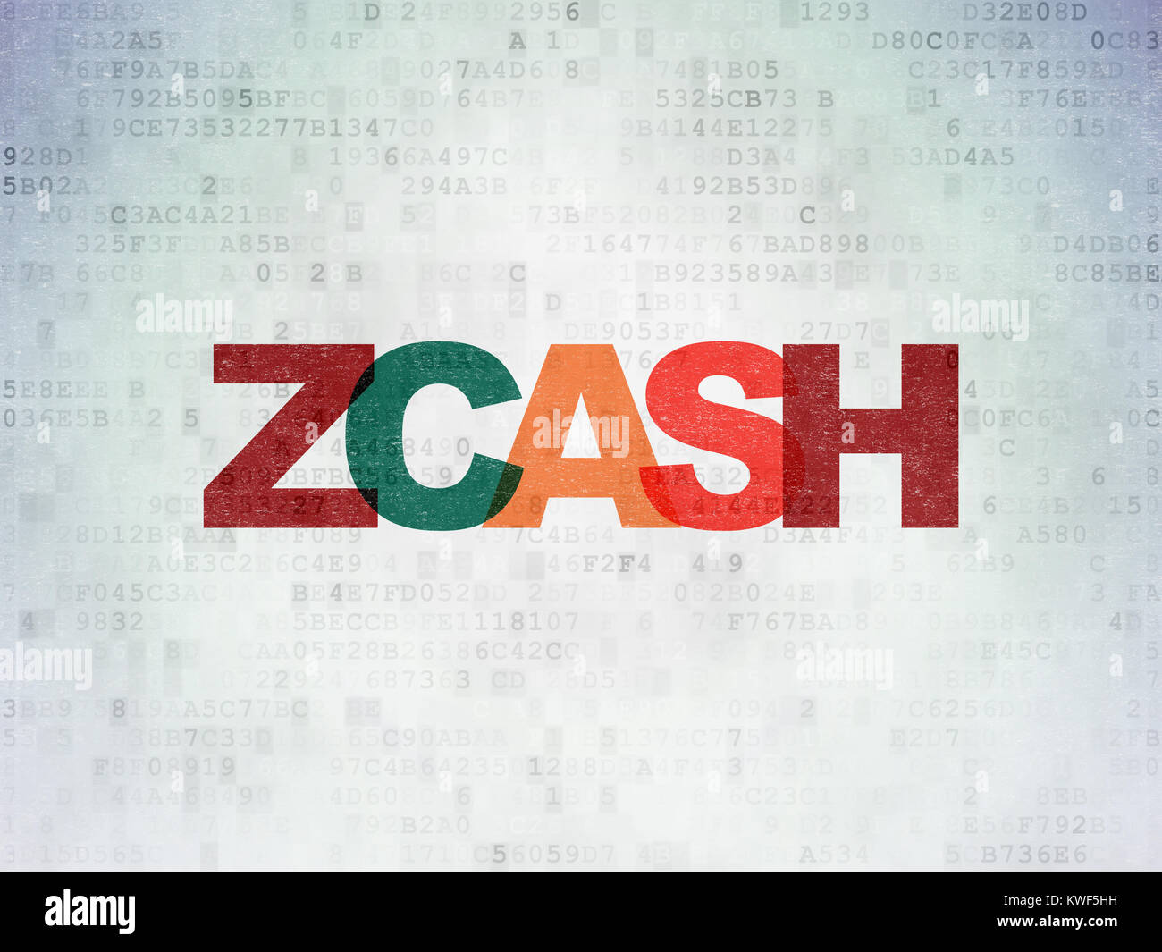 Blockchain concept: Zcash on Digital Data Paper background Stock Photo ...