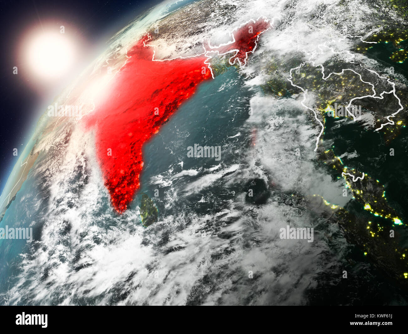 India highlighted on world map hi-res stock photography and images - Alamy