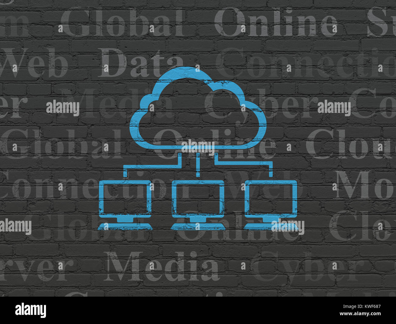 Cloud networking concept: Cloud Network on wall background Stock Photo ...
