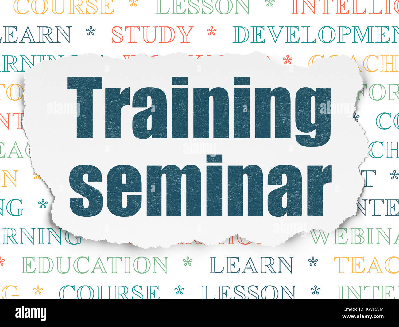 Learning concept: Training Seminar on Torn Paper background Stock Photo ...