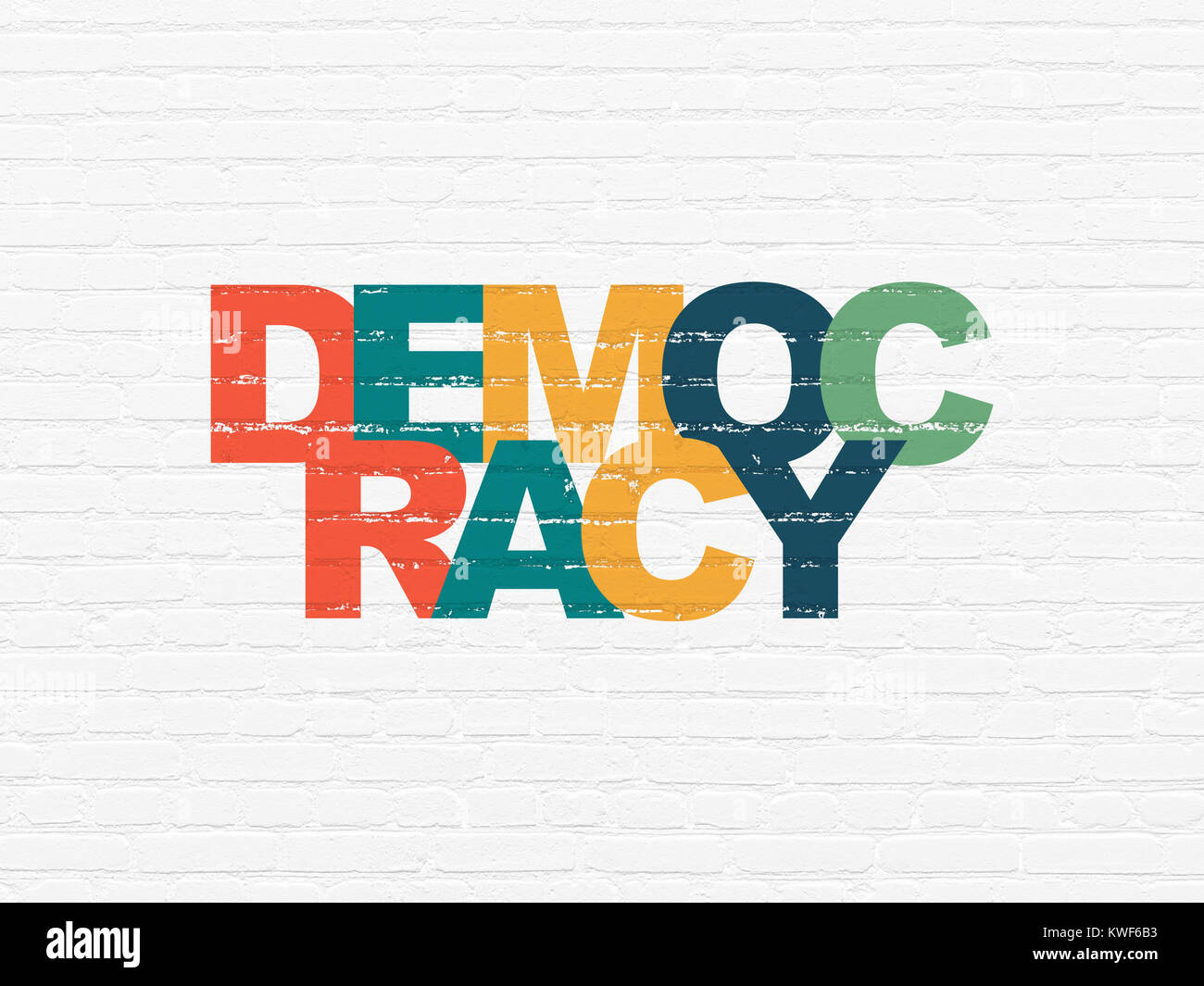 Politics concept: Democracy on wall background Stock Photo - Alamy