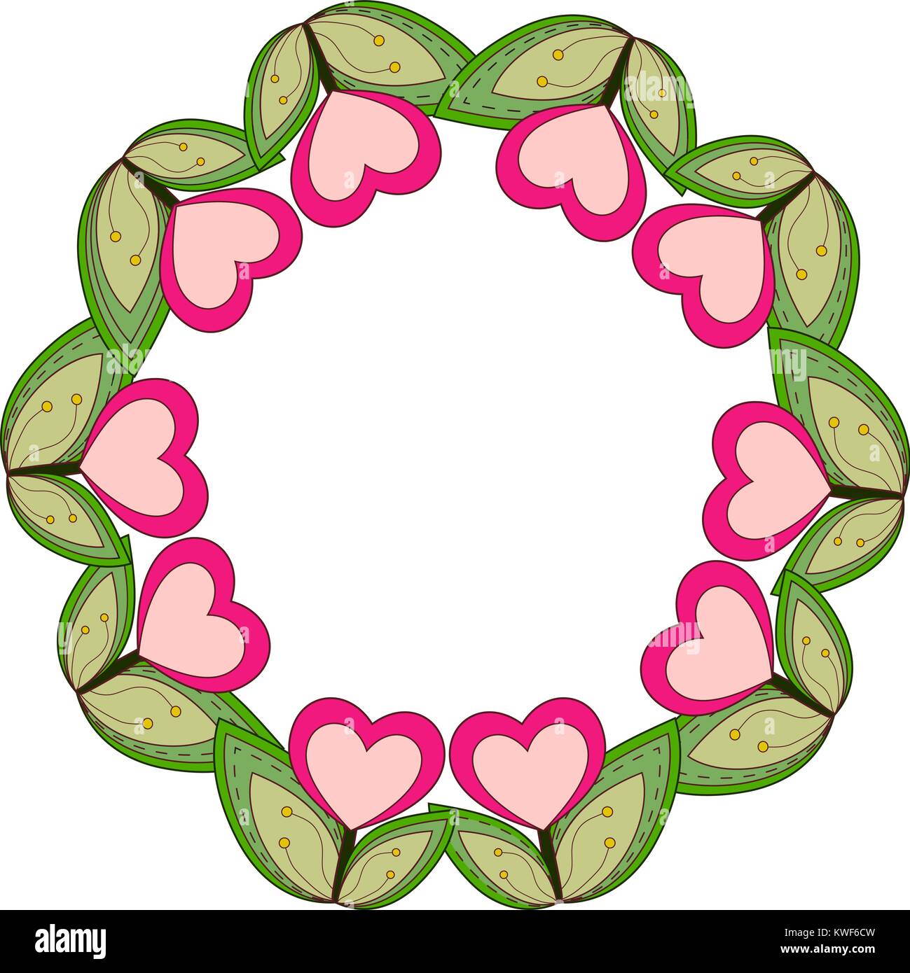 Colorful wreath poster with heart plants and leafs Stock Vector Image ...