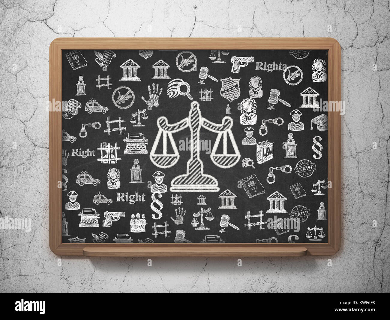 Law concept: Scales on School board background Stock Photo - Alamy
