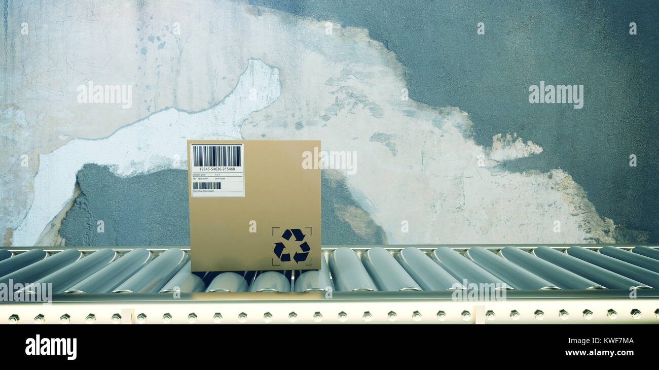 Composite image of packed carton box on production line Stock Photo - Alamy
