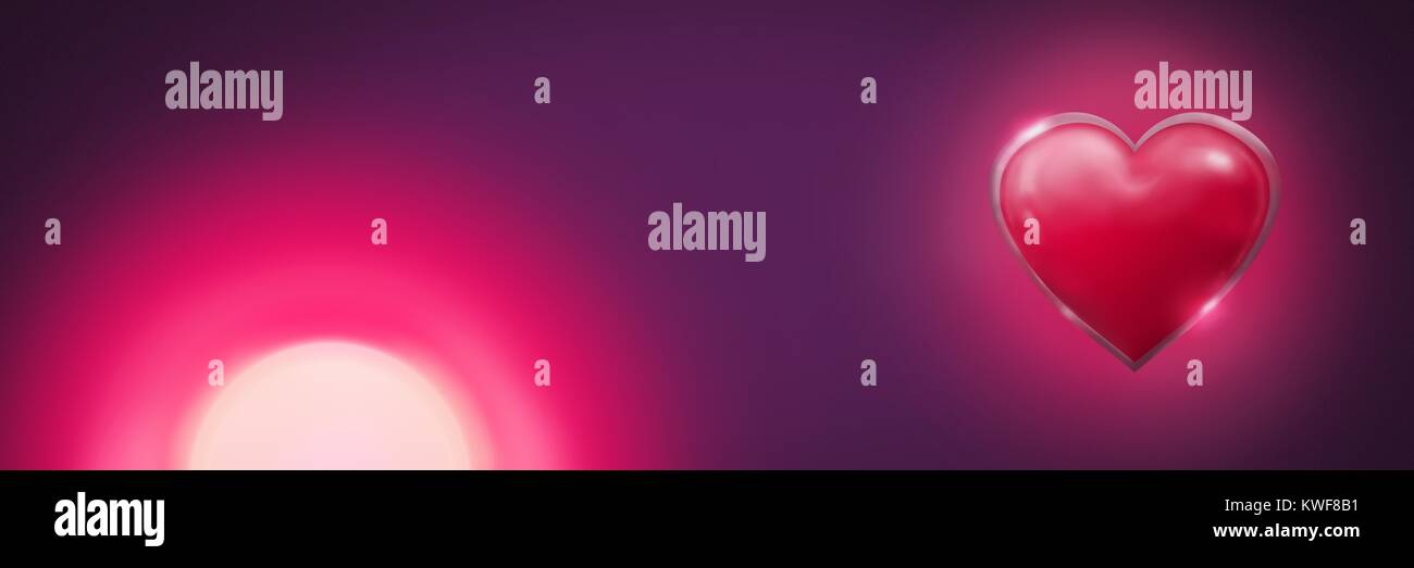 Shiny heart glowing with purple background and bright light Stock Photo ...