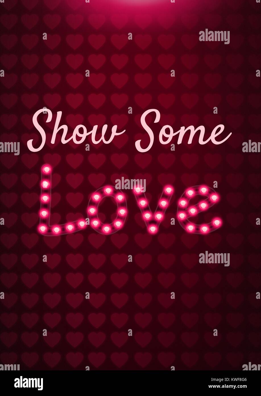 Show Some Love text glowing neon light bulbs Stock Photo - Alamy