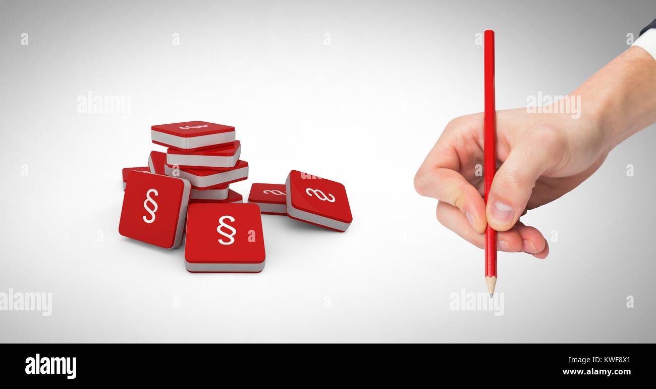 3D Section symbol icons and hand holding pencil Stock Photo - Alamy