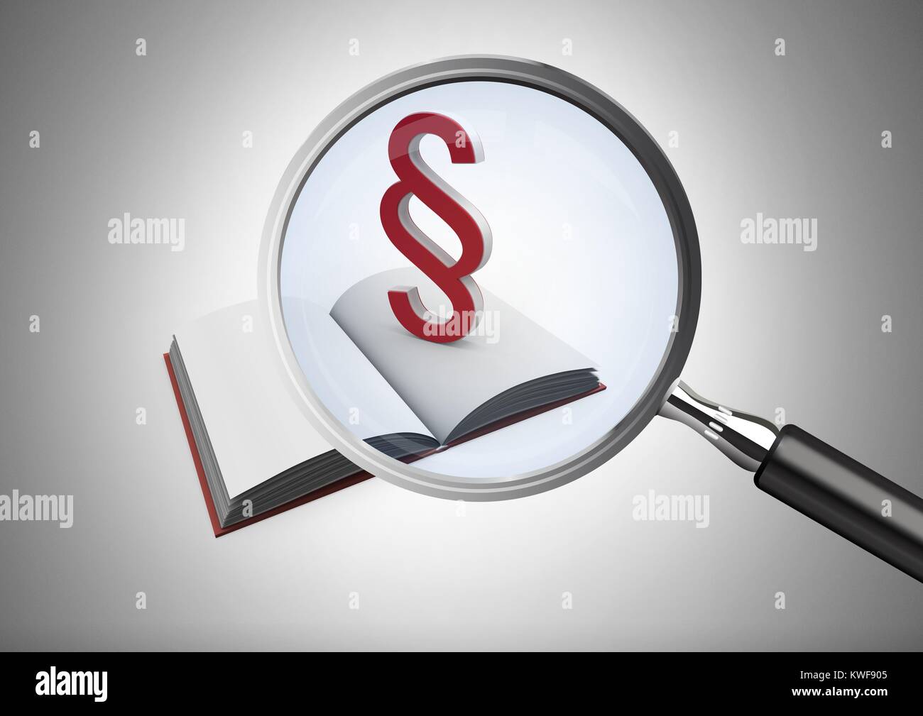 3D Magnifying glass over book with section symbol icon Stock Photo - Alamy