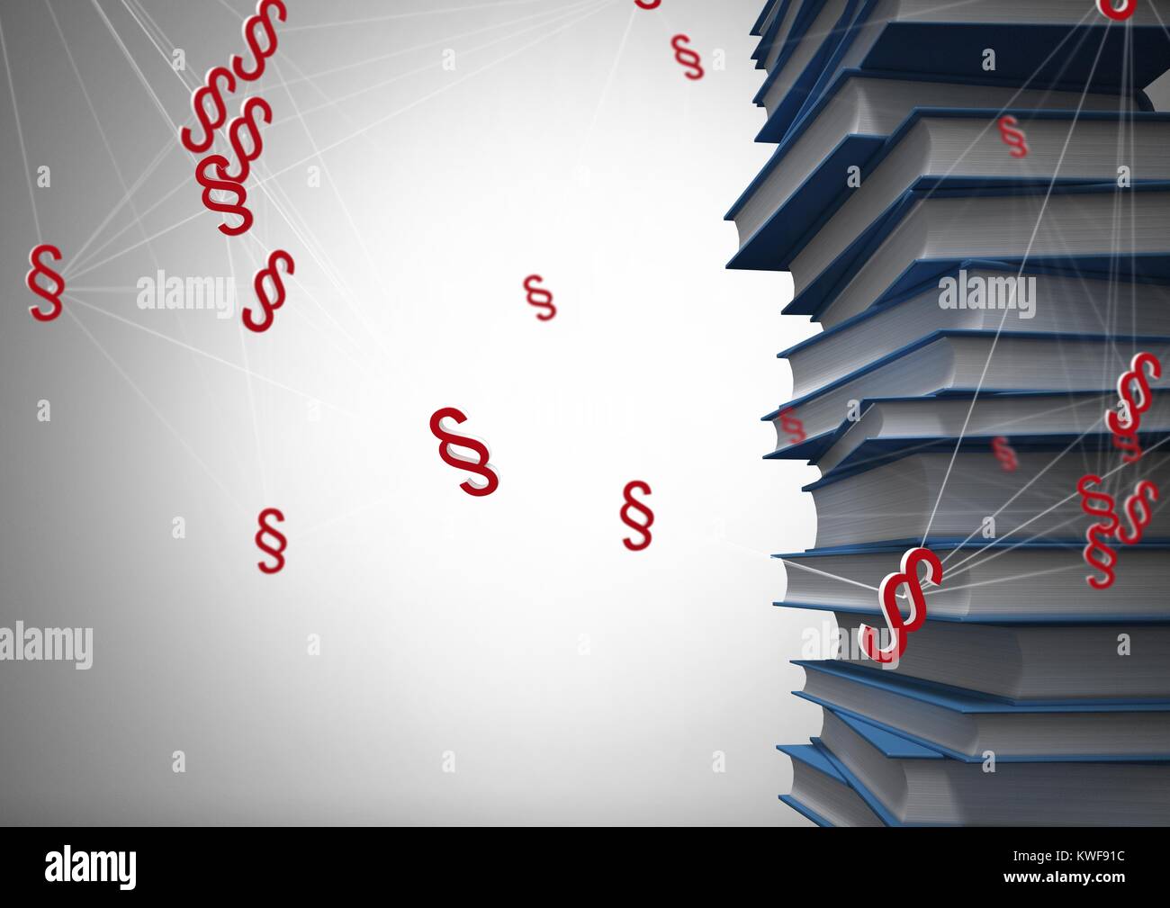 3D Section symbol icons and books stacked up Stock Photo - Alamy