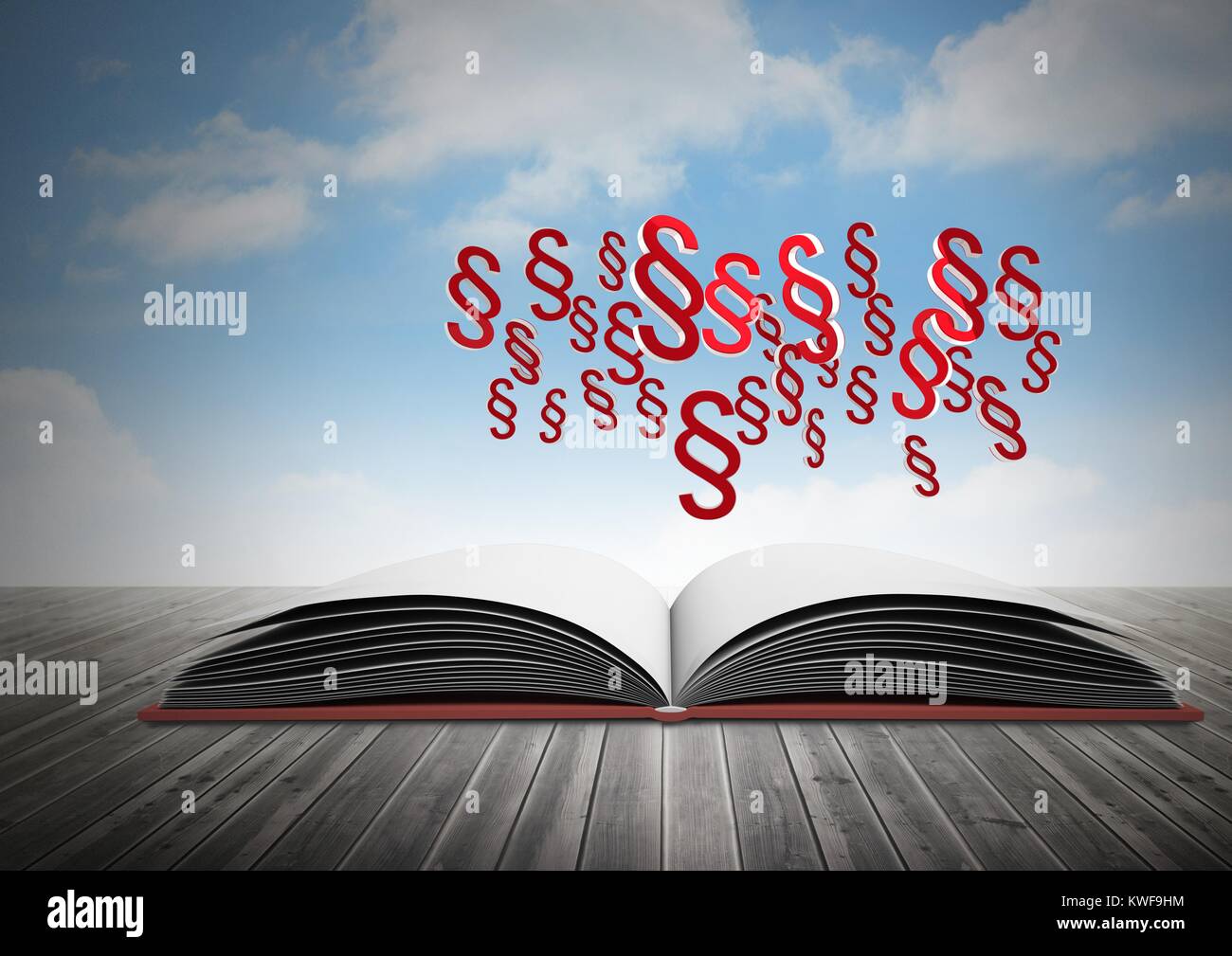 3D Section symbol icons and open book with sky Stock Photo - Alamy