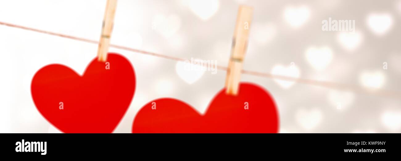 Valentines hanging love hearts Stock Photo - Alamy