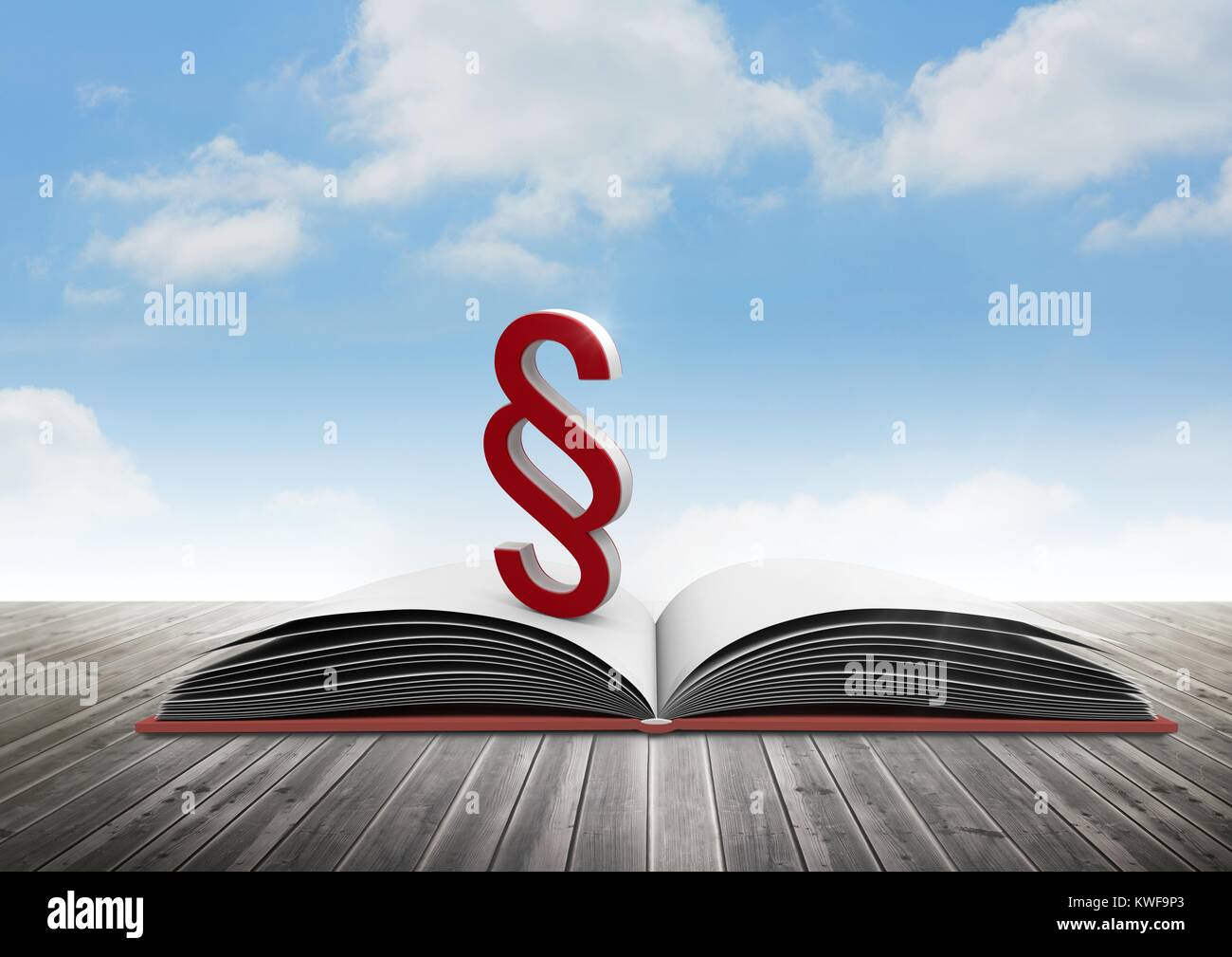 3D Section symbol icon and book with sky Stock Photo - Alamy